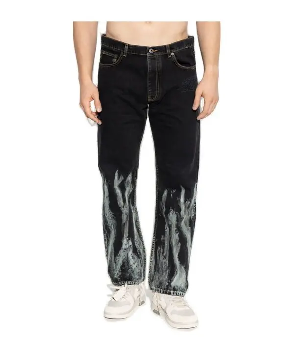 Off-White Logo Patch Straight Leg Jeans