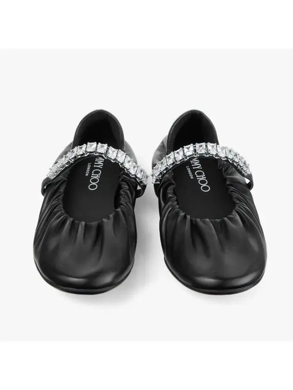 JIMMY CHOO Nappa Leather Ballet Flats With Crystal-embellished Straps