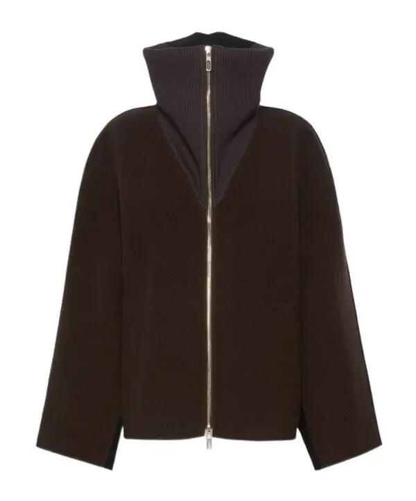 Sportmax Short Wool And Cashmere Heavy Jacket Coffee