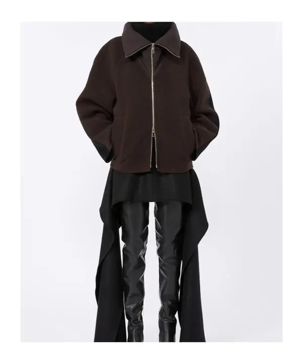 Sportmax Short Wool And Cashmere Heavy Jacket Coffee