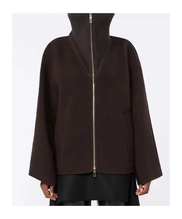 Sportmax Short Wool And Cashmere Heavy Jacket Coffee