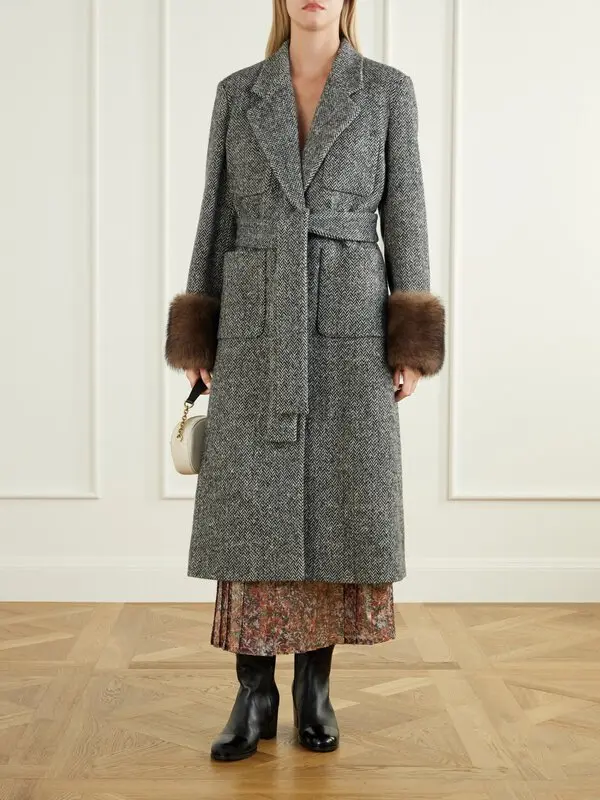 Valentino Garavani Belted Herringbone Coat