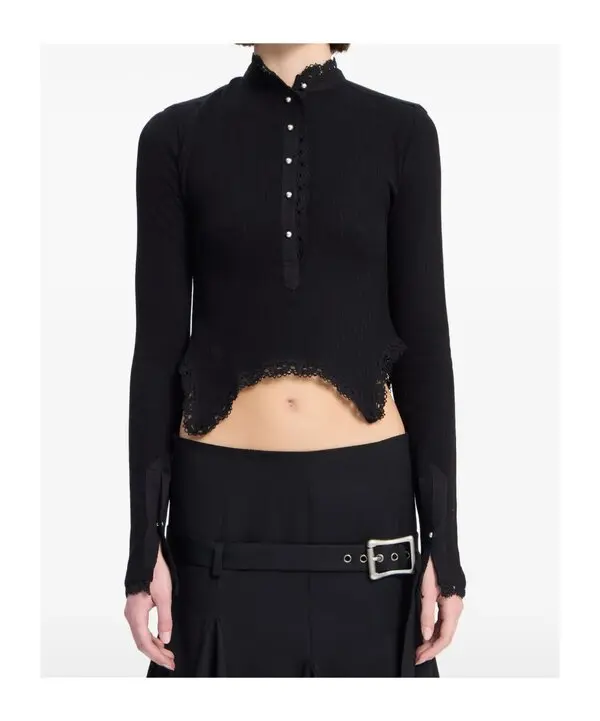 ANN DEMEULEMEESTER Nacine Serafino Lace-trim Cropped Top