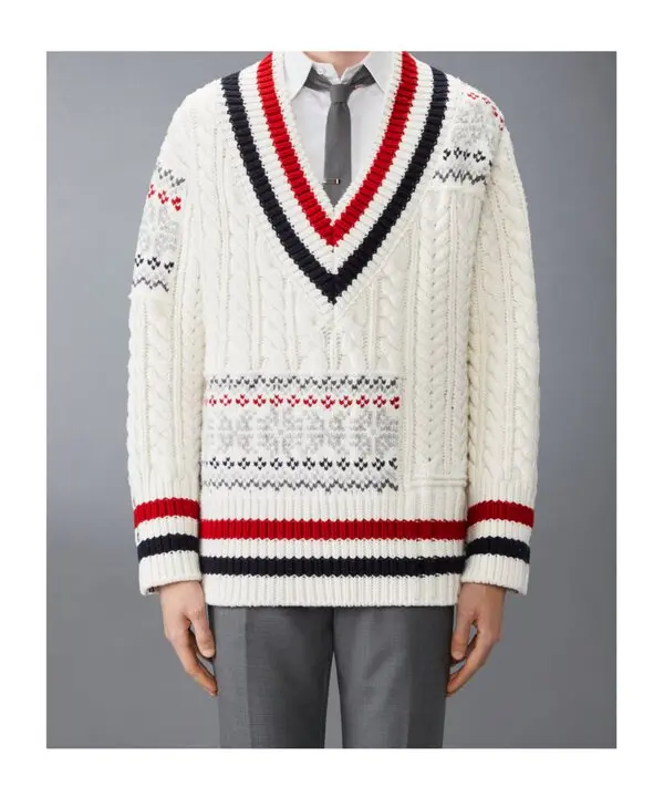 Thom Browne Merino-wool Fair Isle Cable-knit Pullover - No