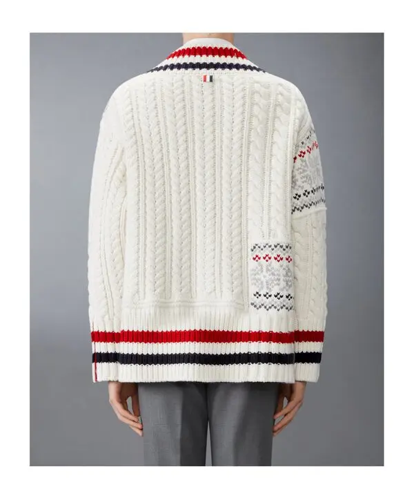 Thom Browne Merino-wool Fair Isle Cable-knit Pullover - No