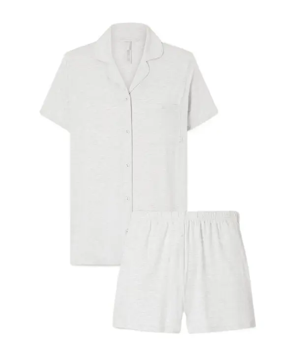 SKIMS Short Sleeve And Shorts Pajama Set - White