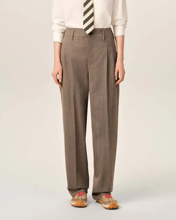 AMI Paris Wool Striped Two-pleats Trousers