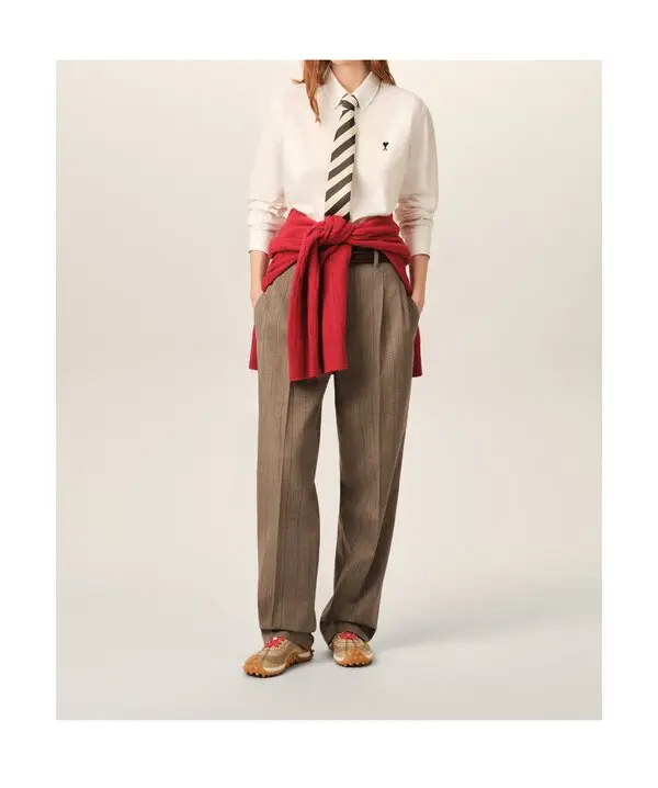 AMI Paris Wool Striped Two-pleats Trousers