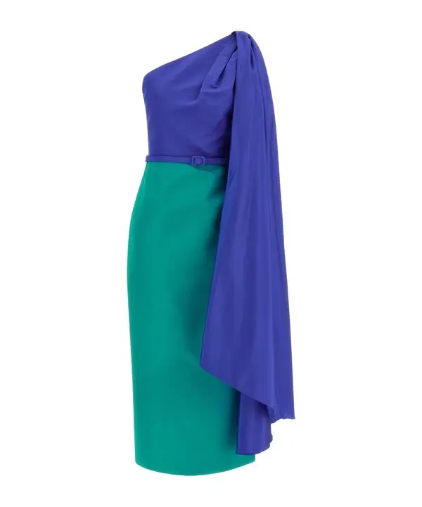 Carolina Herrera One-shoulder Cape Detail Dress - No