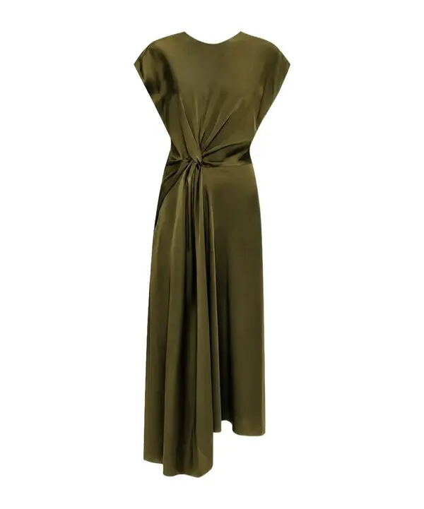 Victoria Beckham Aria Draped Midi Dress - Swamp Green