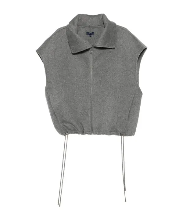 Soeur Collar Zip-up Sleeveless Vest - Grey