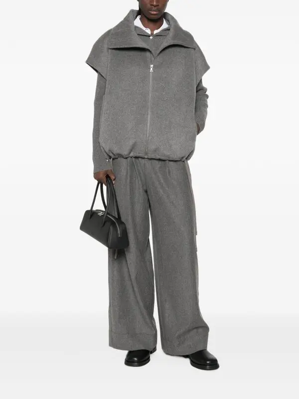 Soeur Collar Zip-up Sleeveless Vest - Grey