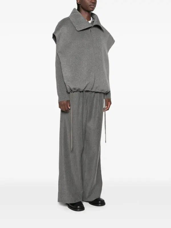 Soeur Collar Zip-up Sleeveless Vest - Grey