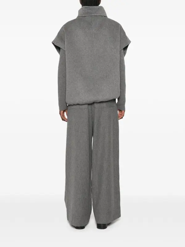 Soeur Collar Zip-up Sleeveless Vest - Grey