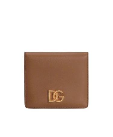 Dolce & Gabbana Calfskin Wallet With Dg Logo - Brown