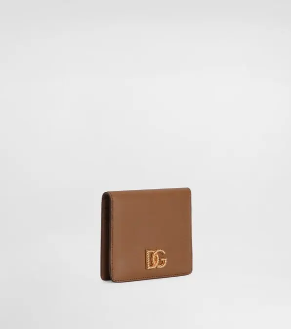 Dolce & Gabbana Calfskin Wallet With Dg Logo - Brown