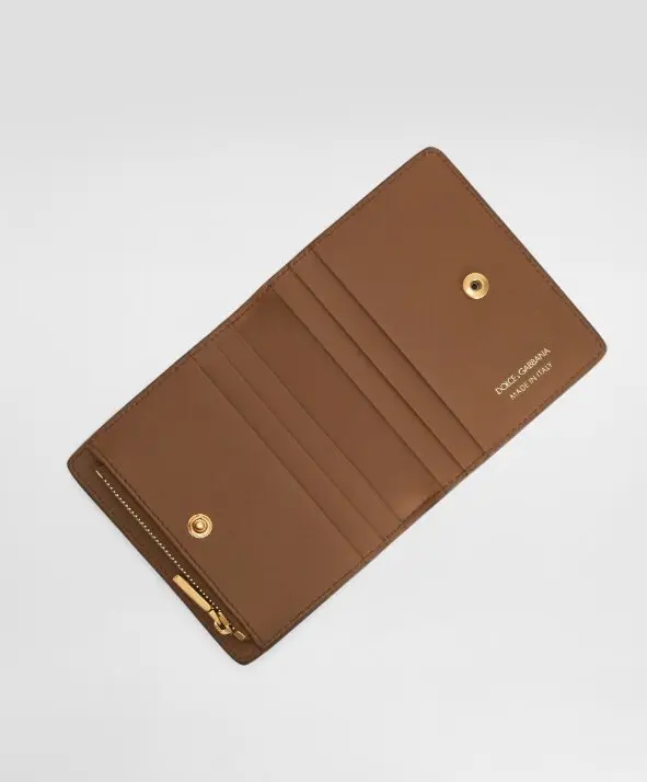 Dolce & Gabbana Calfskin Wallet With Dg Logo - Brown