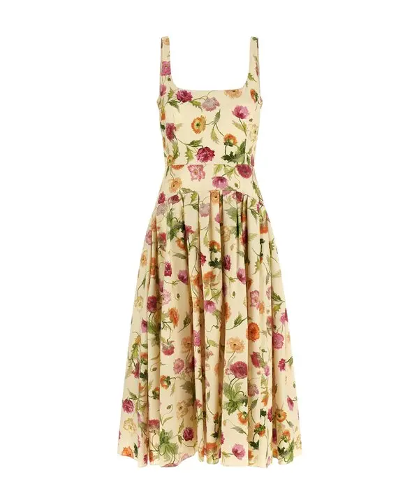 Carolina Herrera Wells Floral Midi Dress - Nude