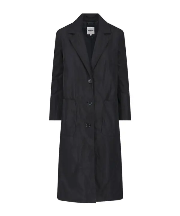 Aspesi Single-breasted Long Coat - Black