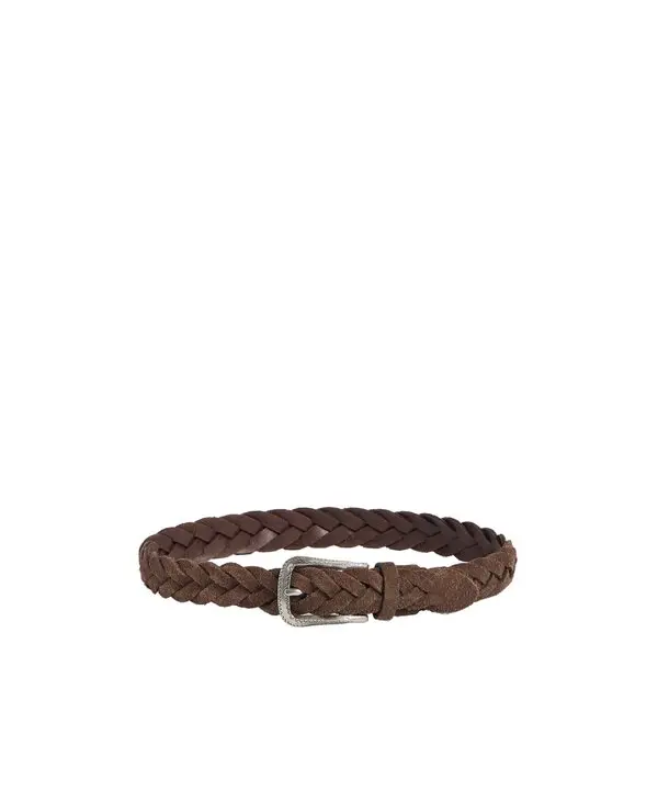 Brunello Cucinelli Reversed Calfskin Braided Belt