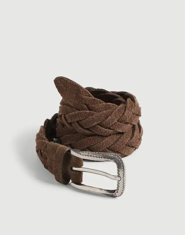Brunello Cucinelli Reversed Calfskin Braided Belt