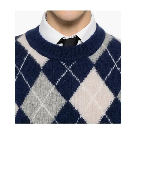 Eleventy Argyle Crew-neck Knitted Sweater