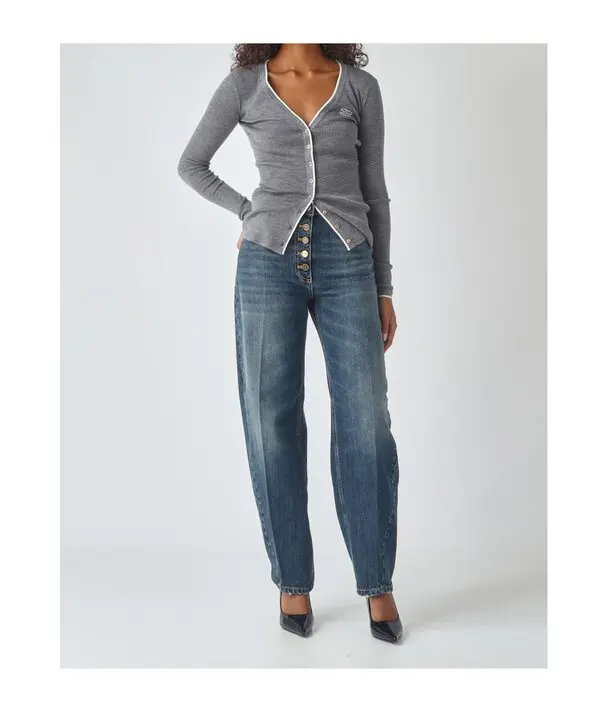 Elisabetta Franchi Ribbed Logo Cardigan
