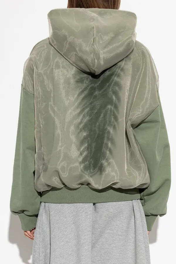 AVAVAV Oversized Sheer-overlay Hoodie - Green