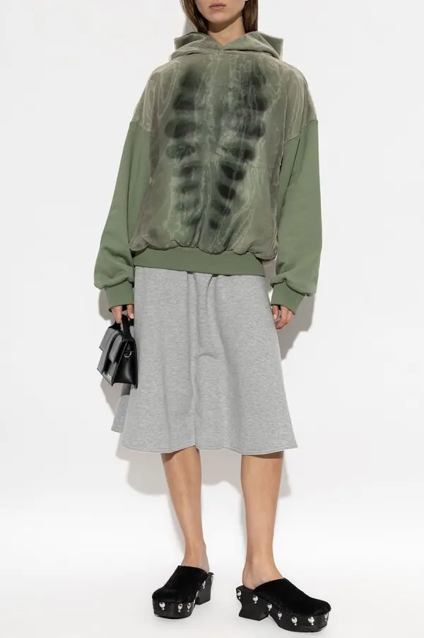AVAVAV Oversized Sheer-overlay Hoodie - Green