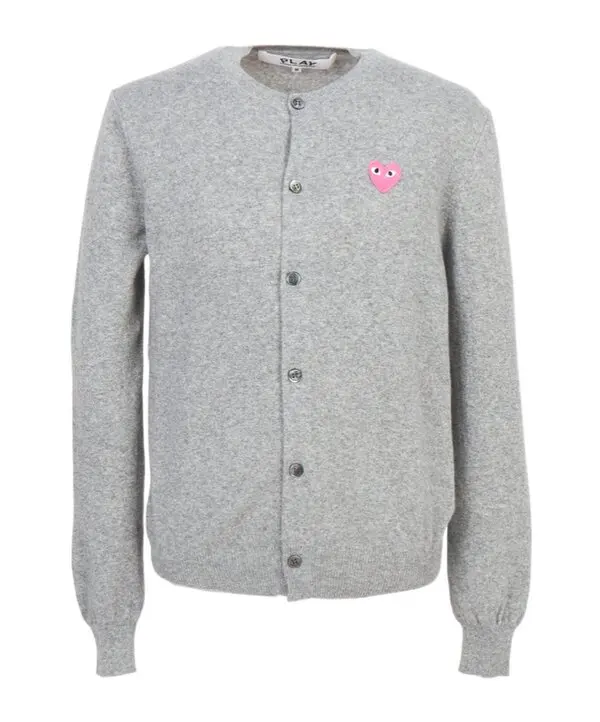 Play Comme Des Garcon Heart-patch Round-neck Cardigan