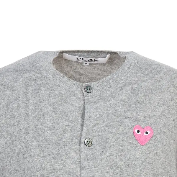 Play Comme Des Garcon Heart-patch Round-neck Cardigan