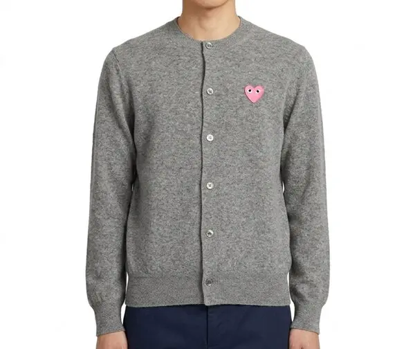 Play Comme Des Garcon Heart-patch Round-neck Cardigan
