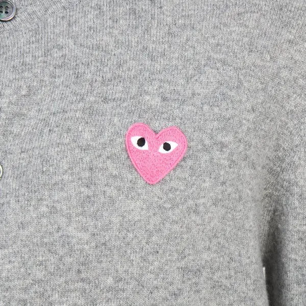 Play Comme Des Garcon Heart-patch Round-neck Cardigan