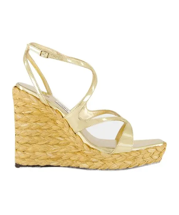 JIMMY CHOO Ayla 110 Wedge Sandals - Gold