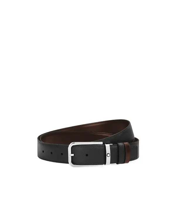 Montblanc 35 Mm Reversible Belt In Sartorial Leather With Rectangular Buckle
