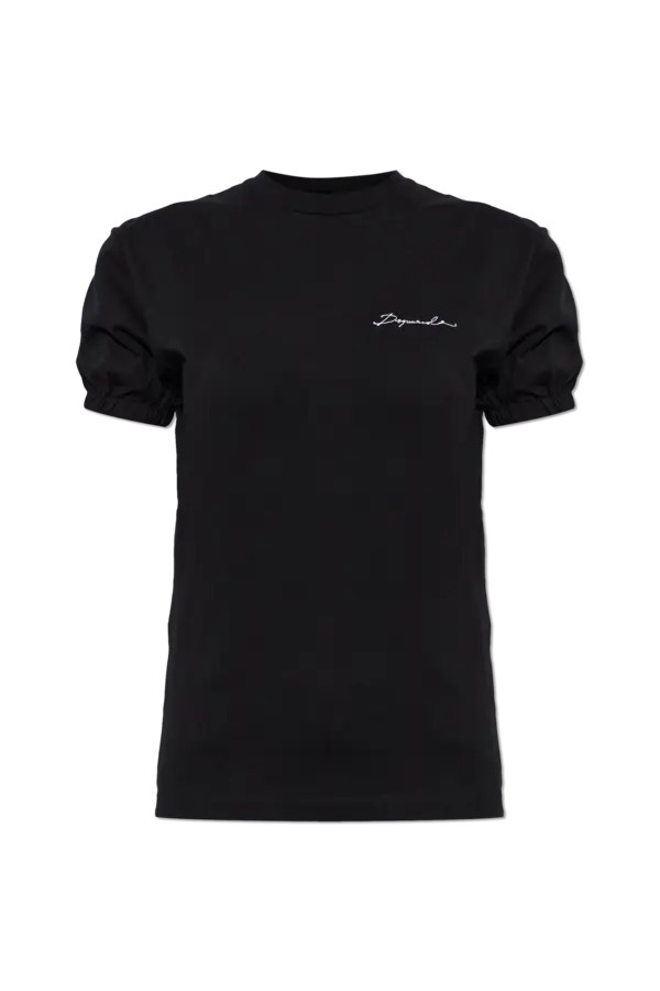 Dsquared2 Cotton T-shirt With Puff Sleeves - Black