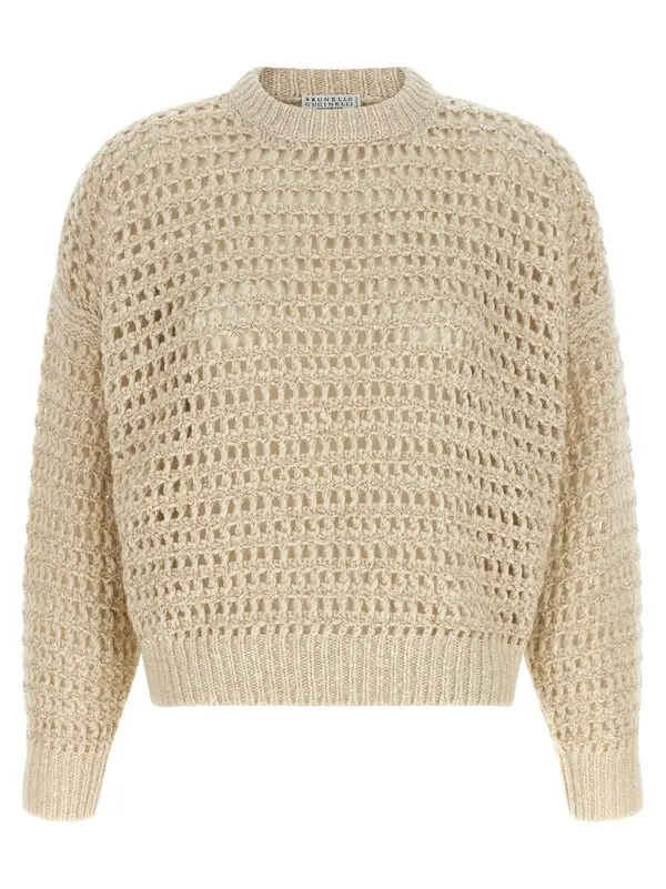Brunello Cucinelli Dazzling Braids' Sweater - Cream