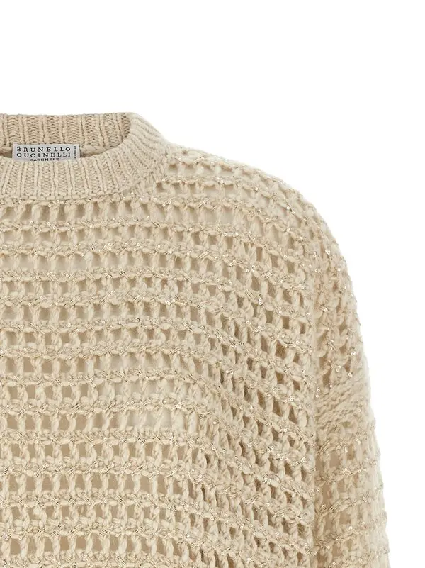 Brunello Cucinelli Dazzling Braids' Sweater - Cream