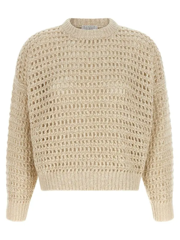Brunello Cucinelli Dazzling Braids' Sweater - Cream
