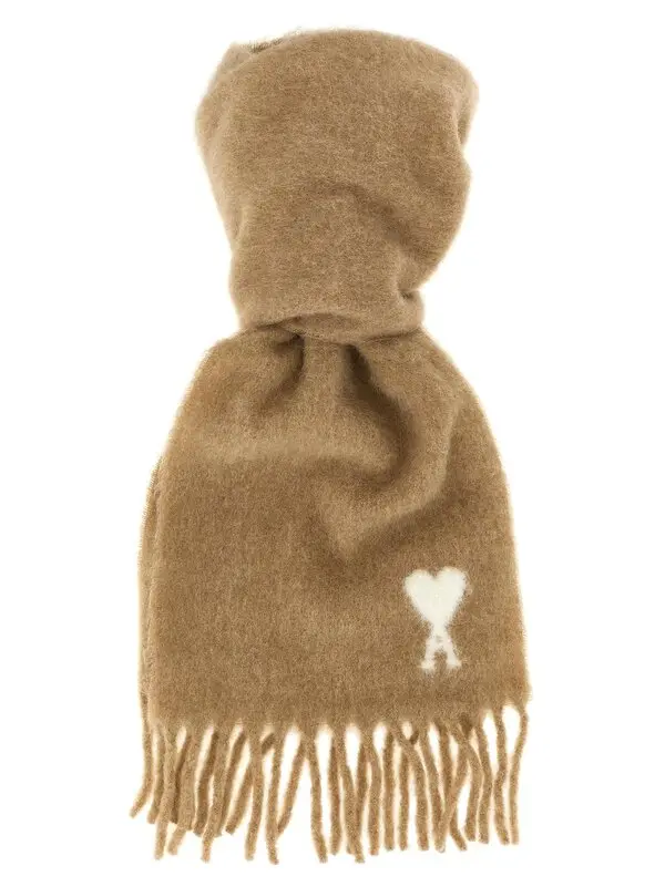 AMI Paris De Coeur' Scarf - Cream