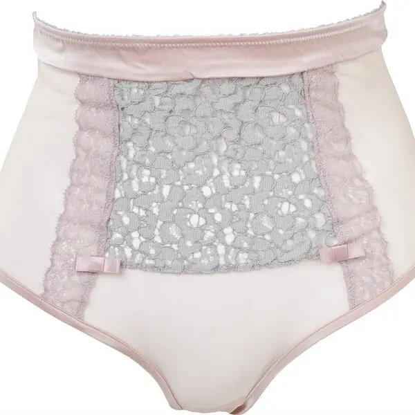 LES JUPONS DE TESS Grey / Pink The Wild Rose High-waisted Panty - Grey/pink