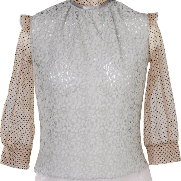 LES JUPONS DE TESS The Wild Rose Lace Top - Grey