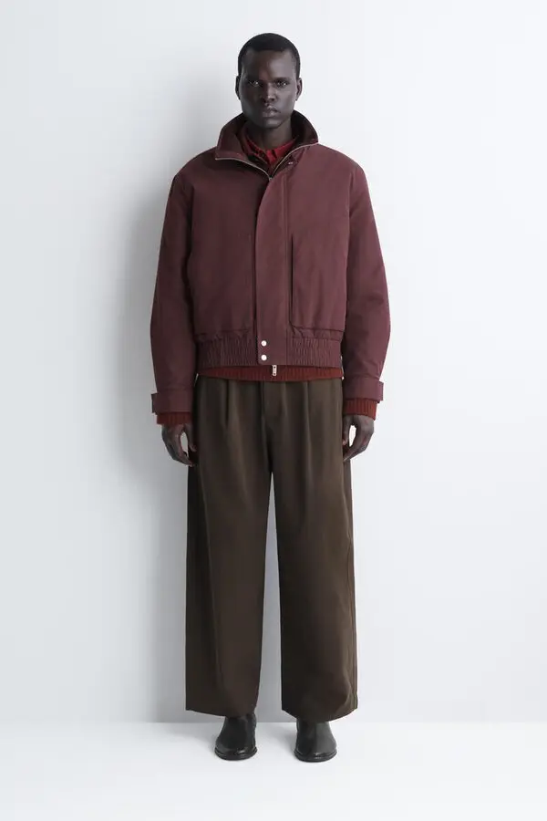 Cos Padded Mock-neck Bomber Jacket - Red
