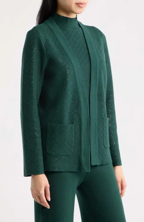 Anne Klein Diamond Heatset Cardigan - Pine Forest