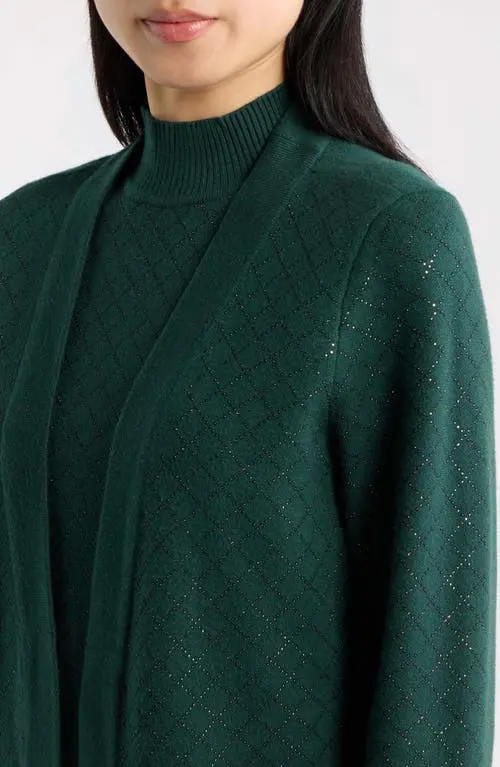 Anne Klein Diamond Heatset Cardigan - Pine Forest