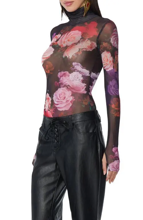 AFRM Zadie Mock Neck Top - Violet Roses