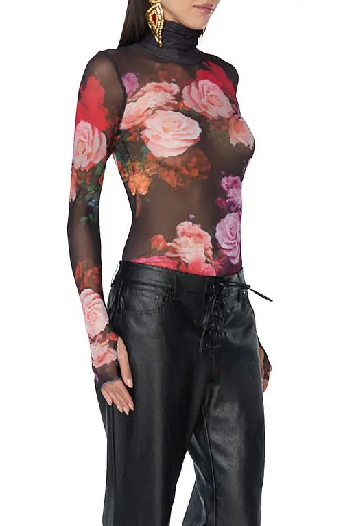 AFRM Zadie Mock Neck Top - Violet Roses
