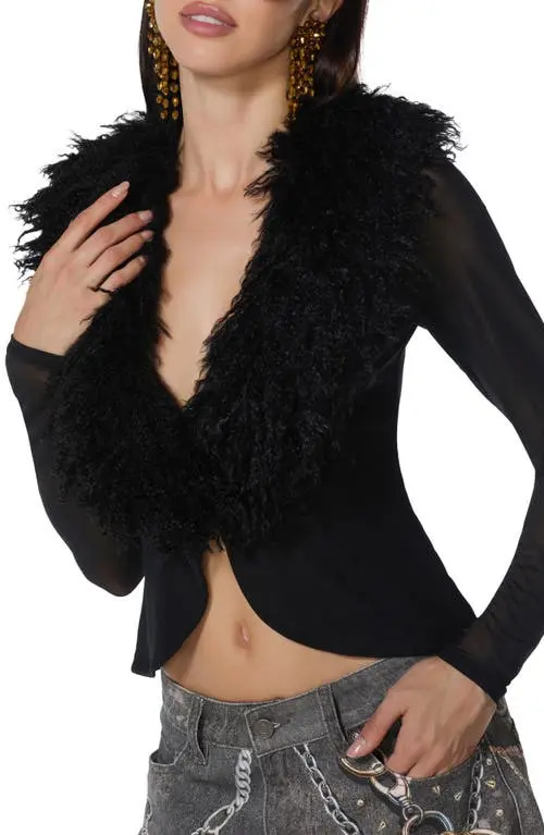 AFRM Nymia Faux Fur Collar Cardigan - Noir