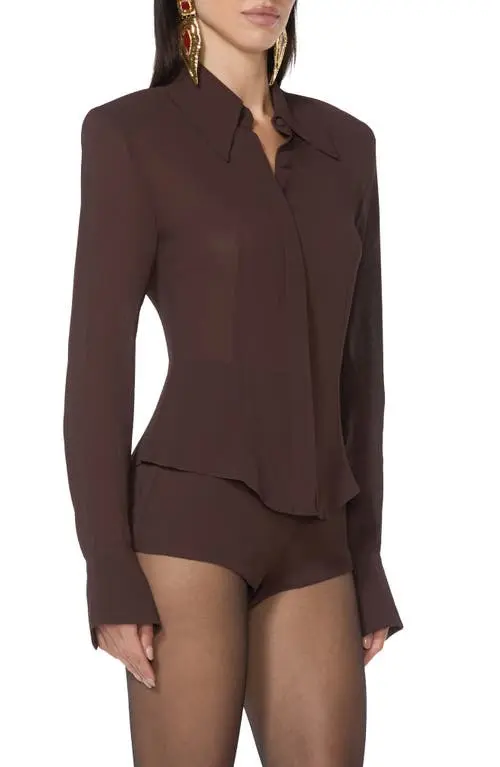 AFRM Caroline Long Sleeve Shirt - Espresso