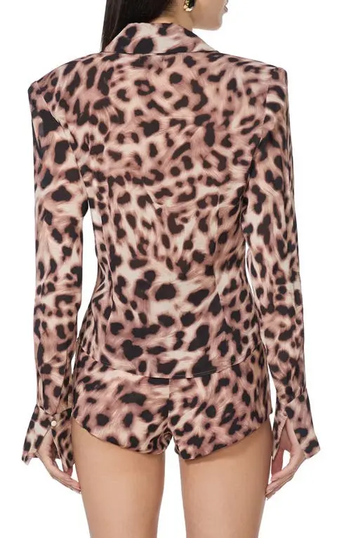 AFRM Caroline Long Sleeve Shirt - Warmth Leopard